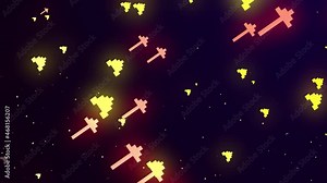 Pixel art computer arrow objects.Arrows Technology Background 4k animation of an abstract business and technology background with digital arrows fading and rising