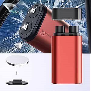 LogFaadCoi Safety Hammer Window Glass Breaker,Compact Emergency Car Escape Tool,Update Double Hammerhead - 2 in 1 Automotive Window Breaker and Seatbelt Cutter - Essential Safety Accessor (1, red)