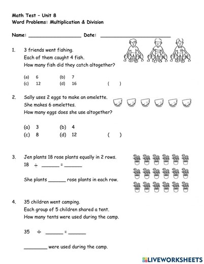 Word problems online worksheet for grade 2