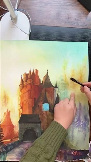 Art Process: Castle Eltz Meets Dragon in Magical Watercolor