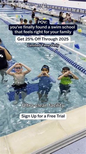 Get 25% off lessons through 2025! 💙 Year-round swim lessons are the best way to set your family up for success in and around the water, and our caring team is ready to teach our distance-based curriculum. We can't wait to see you at the pool! 🏊 | Big Blue Swim School