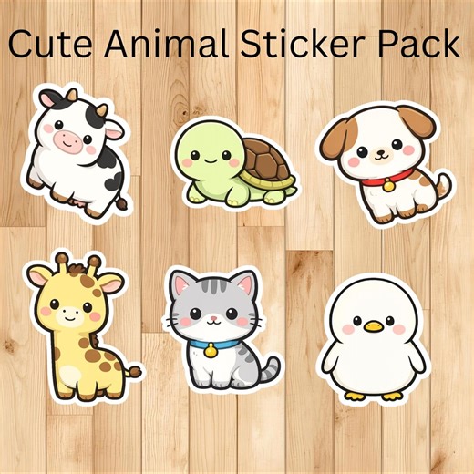 Animal Sticker Pack | Kawaii Giraffe | Cute Animal Sticker | Small Gift Idea | Animal Lover Gift | Laptop Sticker | Water Bottle Sticker | - Etsy