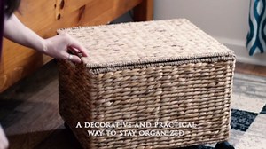 Trademark Innovations Rolling File Box Wicker File Cabinet Hanging File Baskets Water Hyacinth Storage Basket