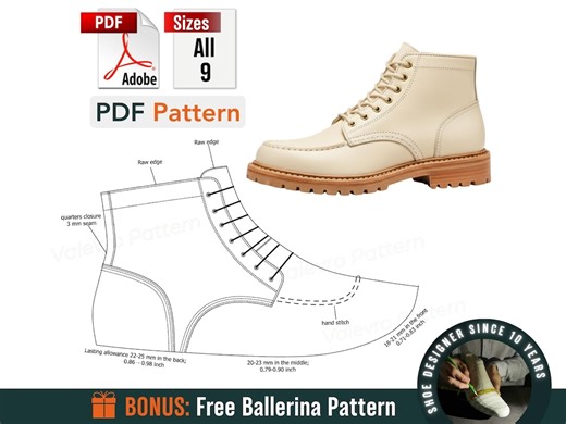Moc Toe Boots Sewing Pattern PDF | Leather Boots Template: Women's Sizes 34-42 - Etsy UK
