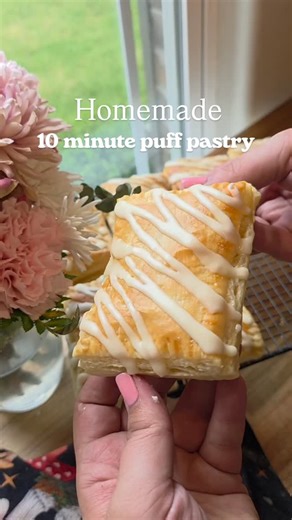 The easiest puff pastry you'll ever make. Seriously it only takes about ten minutes of your actual time and boom you have a rough puff pastry. Comment PASTRY and I'll send you over the recipe and directions. #homemadekitchen #easyrecipes #dessertideas #puffpastry | the.homemade.fam