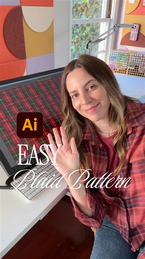 Jess Miller on Instagram: "✨ It’s plaid season! Here’s how to create an easy Christmas plaid pattern in Adobe Illustrator. Once you design your swatch, Illustrator does the repeating magic for you! Follow along and share with a friend who loves pattern design!🎄 #adobeillustrator @_adobedesign_ @adobelive #surfacepatterns #frostyandfestive2025 Hosts @heathermuellerdesigns @heyalissandra @roymeister @jenprocreates @snippetsofwhimsey"