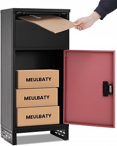 Lilypelle Outside Package Delivery Boxes , 17" x 12" x 34" Large Galvanized Steel Wall and Floor Mount Locking Mailbox, Anti-Theft Delivery Box for Porch, IPX3 Waterproof