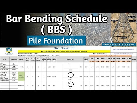 Bar Bending Schedule (BBS) of Pile Foundation in Excel l Pile Cage l Helical Ring
