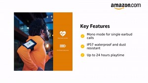 PHILIPS A7306 True Wireless Sports Headphones with Detachable Ear Hooks, Heart-Rate Monitor, UV Cleaning Charging case, Awareness Mode, Waterproof, TAA7306BK (Pack of 2)