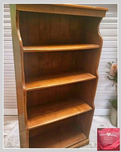 Vintage Cushman Colonial Rustic Wood Bookcase 48" | Open Shelving, Collectible Furniture, Antique...