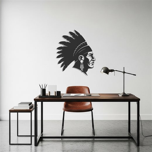 Native American Metal Wall Art – Tribal Chief Silhouette Decor, Western Rustic Home Decor, Modern Metal Wall Hanging, Unique Gift for Men - Etsy