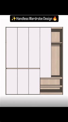 MySpace Interiors on Instagram: "✨Smooth… minimal… and absolutely modern. If you're planning a sleek bedroom makeover, this animation will explain it better than 100 words 👇 Handleless wardrobes are the most demanded modern wardrobe style in 2025 — clean look, no bulky handles, and a seamless premium finish. This animation shows exactly how the profile, shutter, and channels come together to create that luxury seamless look. If you want this kind of premium wardrobe design in Kolkata, MySpace I