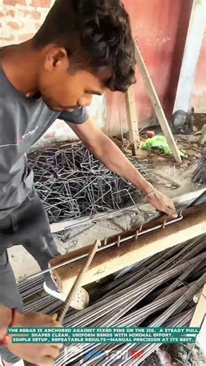 Manually Forming Rebar Stirrups with Simple Bending Jig – Satisfying Jobs and Machinery in the World