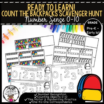 Ready to Learn! Count the Backpacks Scavenger Hunt | 0–10 Number Sense Activity