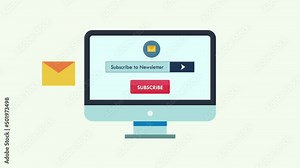 Email marketing and newsletter concept, hand clicking on subscription button, letter in an envelope concept - 2d animation 4k video clip.