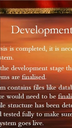IGCSE ICT The system life cycle: Development Stage