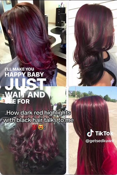 Dark Red Highlights with Black Hair Tutorial