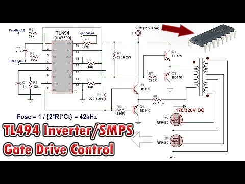 TL494 Inverter/SMPS (Switch Mode Power Supply) Gate Drive Transformer Control Circuit Tutorial