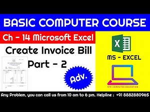 Ms Excel Chapter - 14 Create Invoice Bill Part - 2