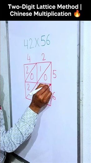 😲 Chinese Multiplication Magic | Two-Digit Lattice Method 🔥 #shorts #education