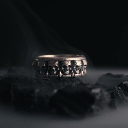 Custom Skull 925 Silver Men’s Ring, Personalized Gothic Biker Ring, Skull Wedding Band, Handmade Unisex Jewelry, Gift for Husband, Boyfriend