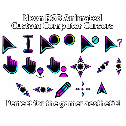 Neon RGB Animated Computer Cursor Pack, Perfect for Gamers & Creatives - Etsy