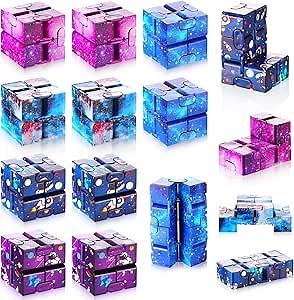 Zhanmai 30 Pcs Infinite Cubes Bulk Gifts Space Astronaut Sensory Stress Anxiety Relief Cool Hand Mini Kill Time Cube Stuffers for ADHD Adults, 5 Styles (Fresh Style)