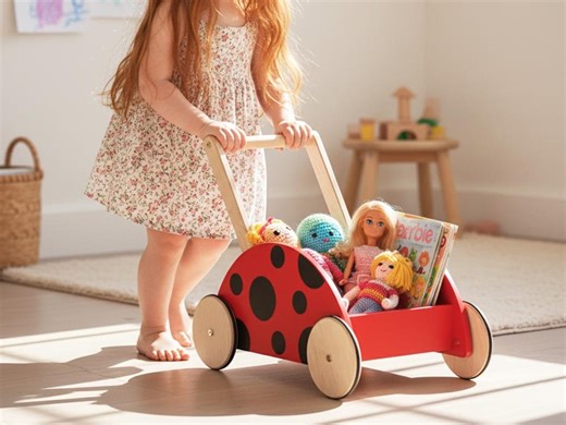 Personalized Ladybug Push Cart, Wooden Walker Wagon With Toy Storage, Toddler Push Toy, Birthday Gift - Etsy