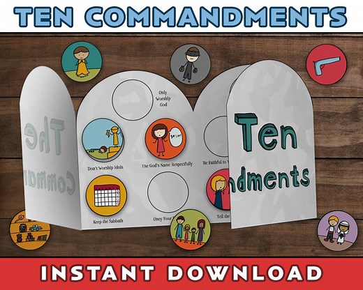 Ten Commandment Craft | Cut and Glue Foldable Craft | Sunday School Craft | Bible Class Craft | Exodus 20 | 10 Commandments Activity - Etsy