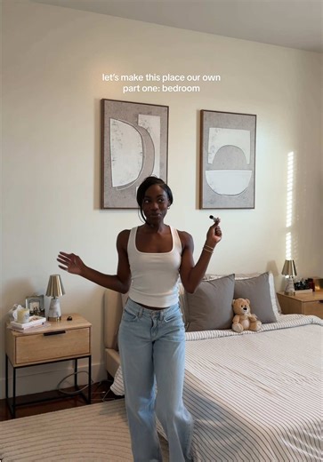 MY FIRST SERIES: let’s make this place our own!!! 🥹🏠💌🧺 doing some redecorating in my apartment & decided to make it a little series!! definitely give me ur honest opinions about the sheets. I feel like it’s giving more summer time than fall/winter!! @Brooklinen @QuinceHome @Amazon Home #redecorating #homedecor #redecoratingmyroom #home #homeimprovement