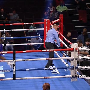 He went flying through the ropes 😳 | Top Rank Boxing