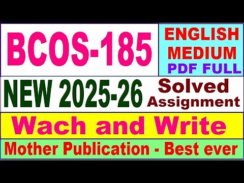 BCOS 185 solved assignment 2025-26 in English || bcos 185 solved assignment 2026 || ignou bcos185