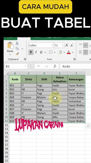 EASY WAY TO CREATE A TABLE #excel #table #exceltips #formula #beginnerexcel