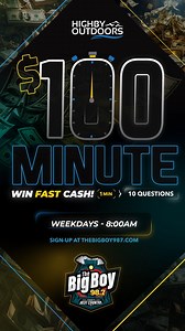 💵💥 $100 WINNER ALERT: BIG congrats to Jordan Cook, formerly of Sidney and now tearing it up in Rapid City, for nailing the Highby Outdoors $100 Minute! 🔥 Think you can handle the heat? Sign-up to play now: https://newschannelnebraska-panhandle.secondstreetapp.com/100-Dollar-Minute-3/ | 987 The Big Boy