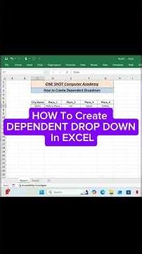 How to Create DEPENDENT DROP DOWN In Excel..