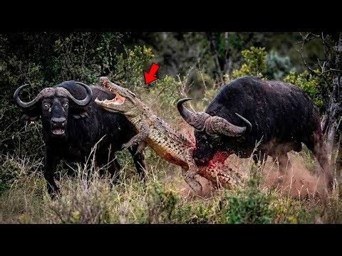 INCREDIBLE BUFFALO KILLS CROCODILE WITH HORNS