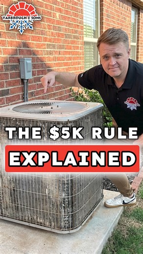 The $5,000 Rule takes the age of your HVAC system X the repair cost -- if it's over $5,000, it's recommended that you replace. We prefer the 12 and 12 -- 12 years old and the a repair cost over $1,200. We've made pricing easy with our online estimate tool, so you can view all HVAC and water heater pricing in OKC easily, with no sales pressure or strings attached. Have questions about our pricing? Let us know in the comments 👇 #oklahoma #oklahomacity #okc #oklahomacheck #normanok #mooreok #yukon