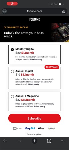 Fortune Landing Page Screenrec