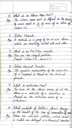 Class 9 science | Chapter 3 Atoms and Molecules | question/answer