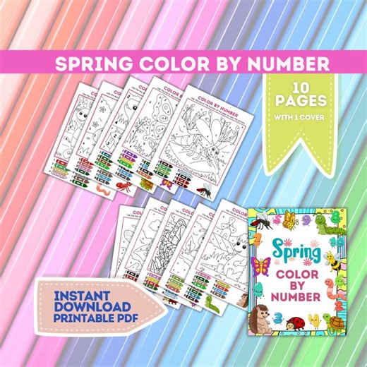 Spring Color by Number Printables, Preschool Activities (PDF File) - Etsy Australia