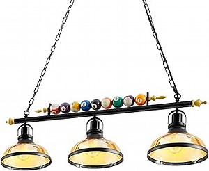 Adjustable Pool Table Lights for 7'-8' Billiard Light Hanging Pool Table Light Fixture Lighting Pendant Lamp with Glass Shades for Game Rooms (Bulb Not Included)(3 Lights)
