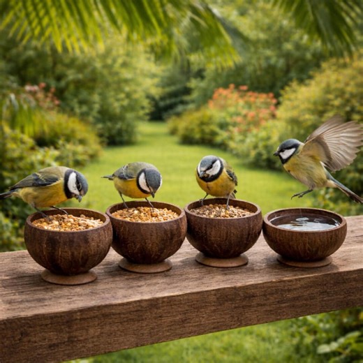 Coconut Shell Bird Feeder Bath | Water Bowl | House Sparrow | Squirrels and Birds | House Sparrow | Woodpeckers | Outdoors | 4 Nos - Etsy
