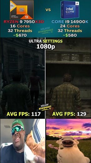 Core I9 14900K vs Ryzen 9 7950X3D - Which One Actually Gives More FPS? #gaming #shorts