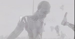 Broken android bodies on a junkyard