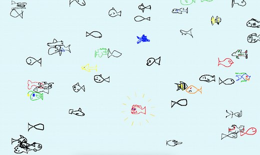 Draw a Fish is a fun, interactive site where your doodles join a global stream
