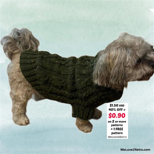 RETIREMENT-SALE*** Easy Cable Knit Dog Sweater Pattern PDF – Turtleneck Jumper & Small Pet Coat - Etsy