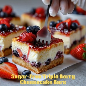 6.4K views · 86 reactions | Sugar-Free Triple Berry Cheesecake Bars...