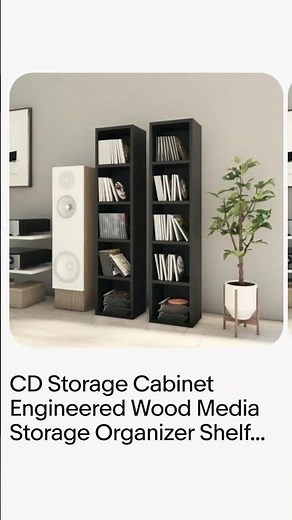CD Storage Cabinet Engineered Wood Media Storage Organizer Shelf DVD Holder Rack