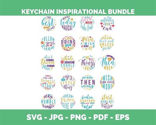 Keychain SVG Bundle: Inspirational Quote Clipart (digital Download - Etsy
