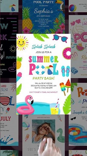 Design Pool Party Invitation Cards with 1invites #poolparty #poolpartyfun #partyinvitation